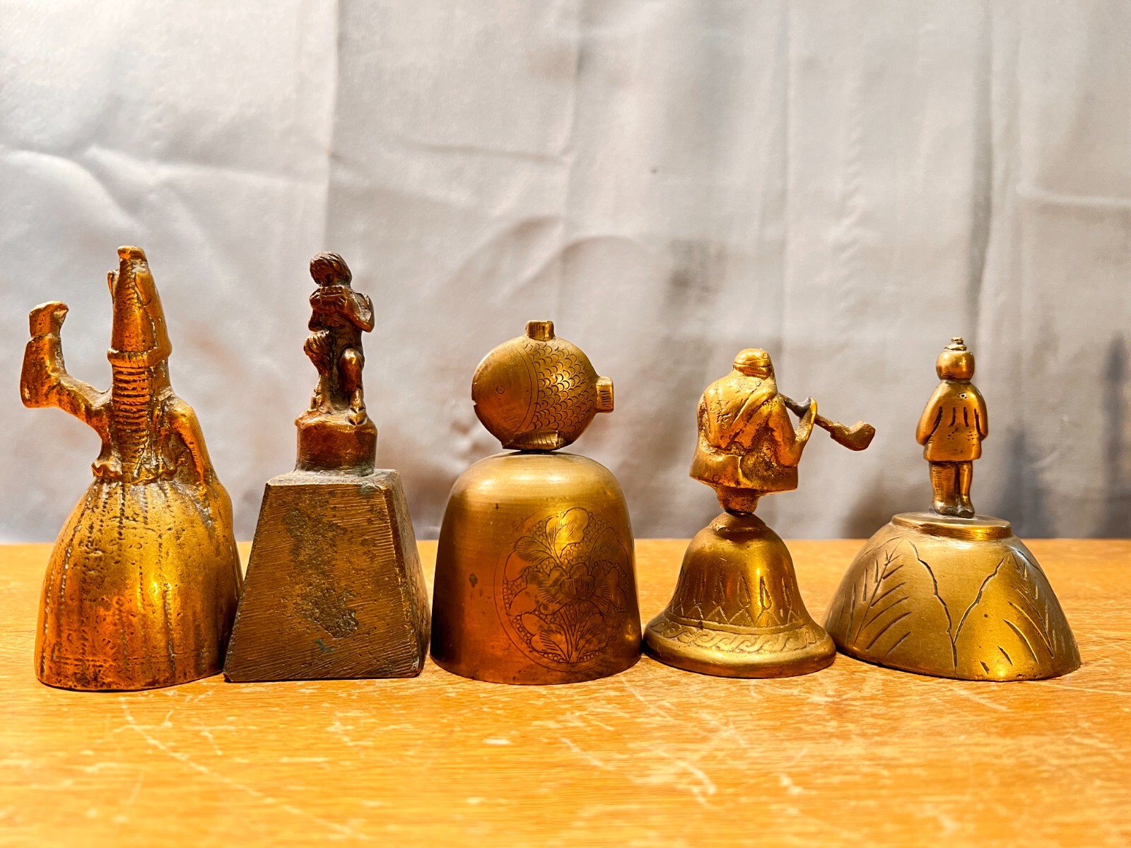 Vintage Hand Bell Lot of 10 Antique Reliqious Figures Brass Bronze Rare ...
