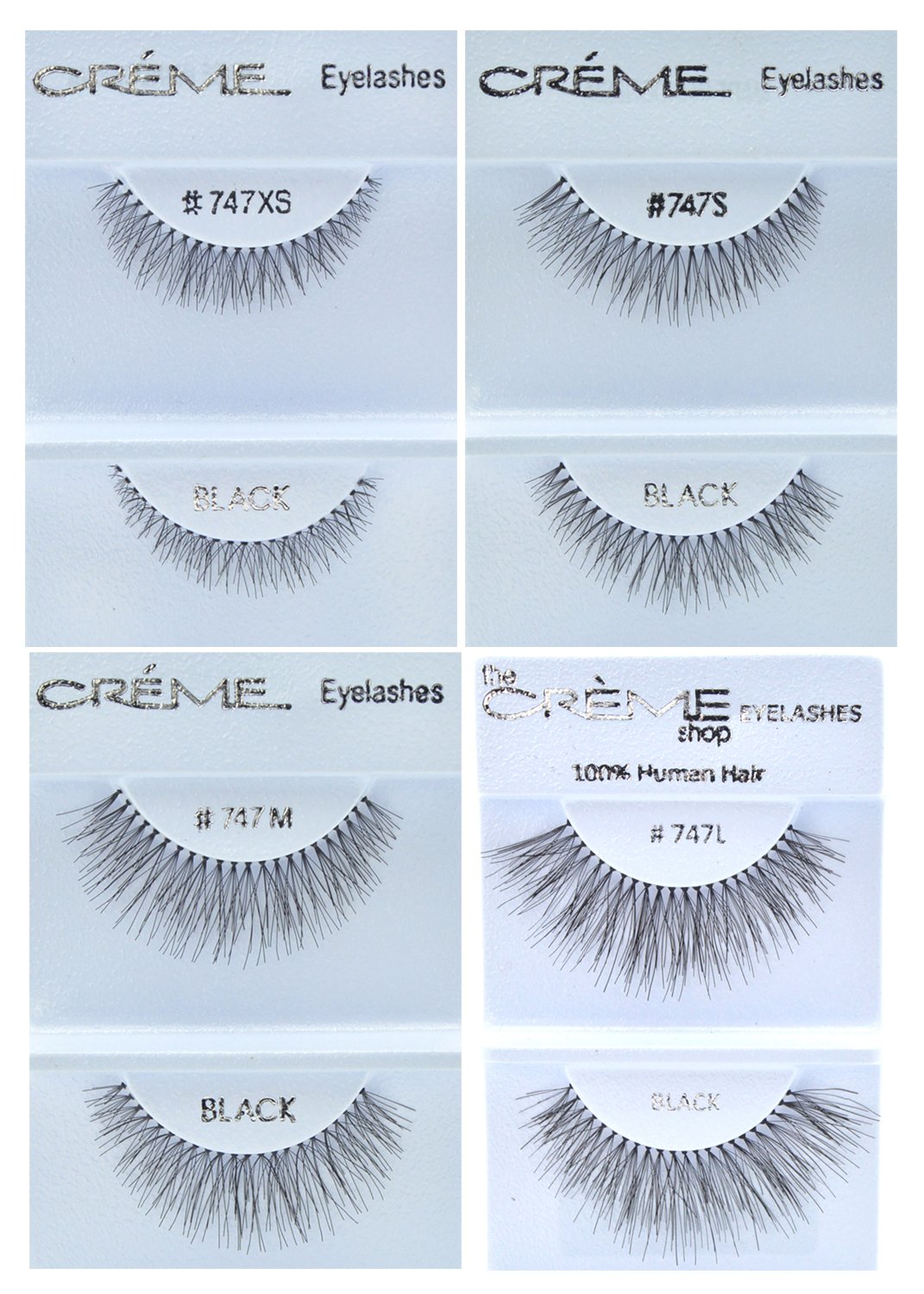 12 Pairs Creme Human Hair Eyelashes #747XS,747S,747M,747L | eBay