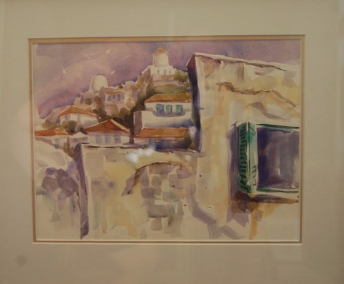 Australian Artist Sidney Fort original watercolour titled 'Greek Island ...