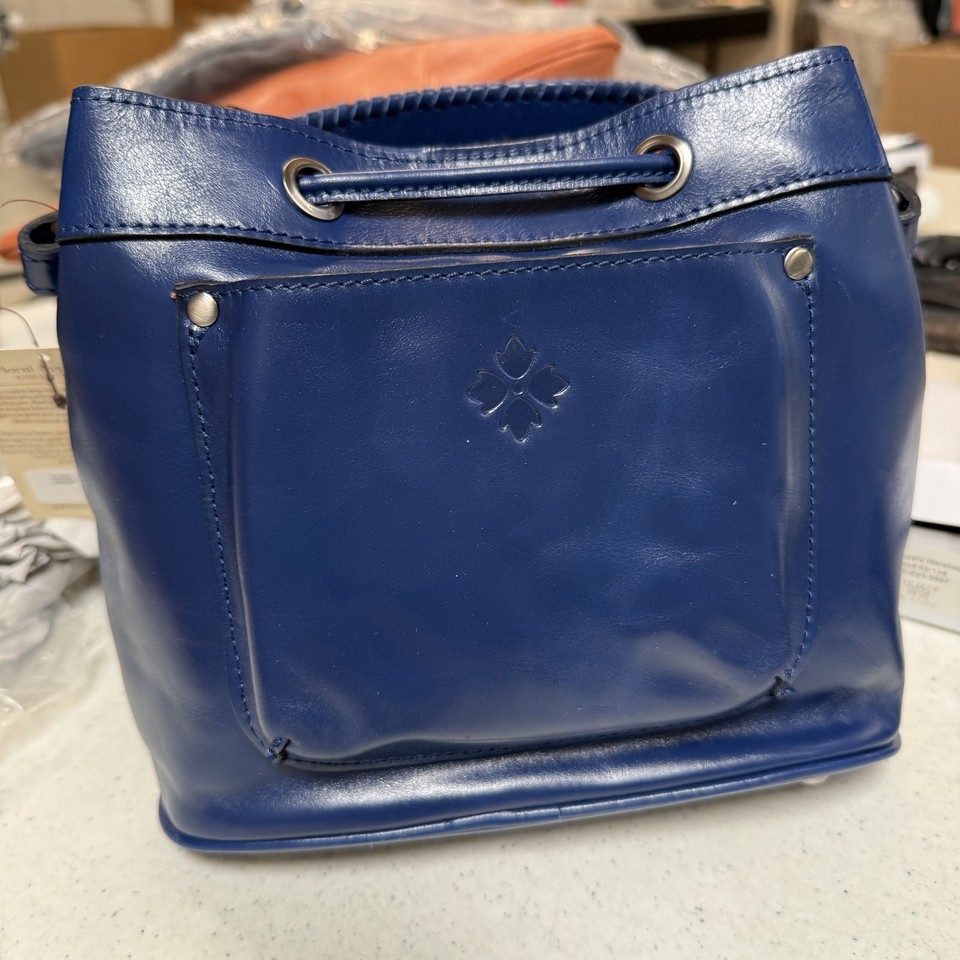 Patricia Nash Floral Applique Leather Elisa Bucket Bag Navy Peonies New ...