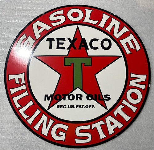 TEXACO FILLING STATION PORCELAIN ENAMEL GAS & OIL SIGN 42" DSP | eBay