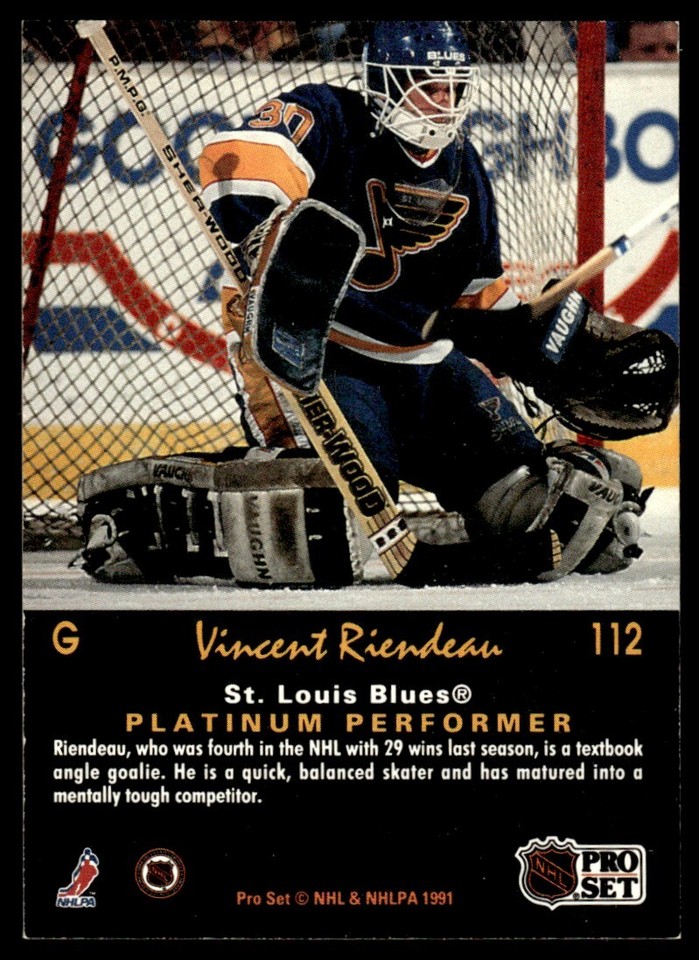 1991-92 Pro Set Platinum #112 Vincent Riendeau Buffalo Sabres | eBay