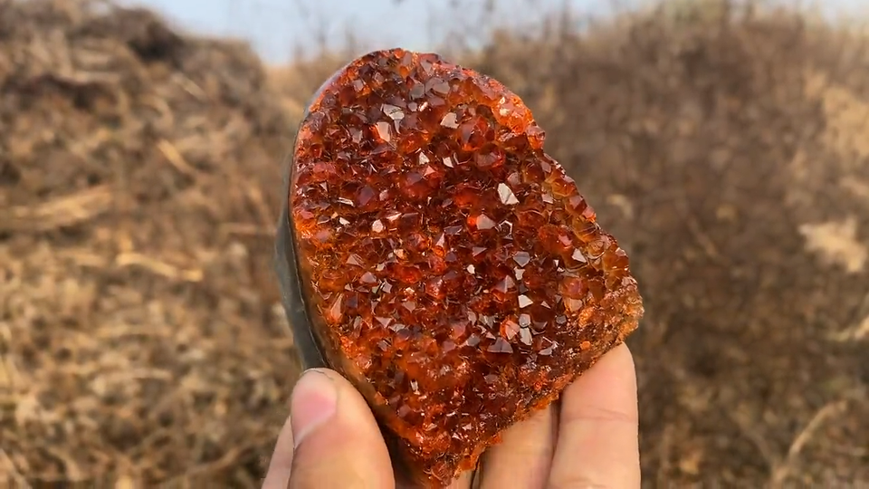 300g Rare Aura Orange Geode Phantom Cluster Mineral Specimen Titanium ...