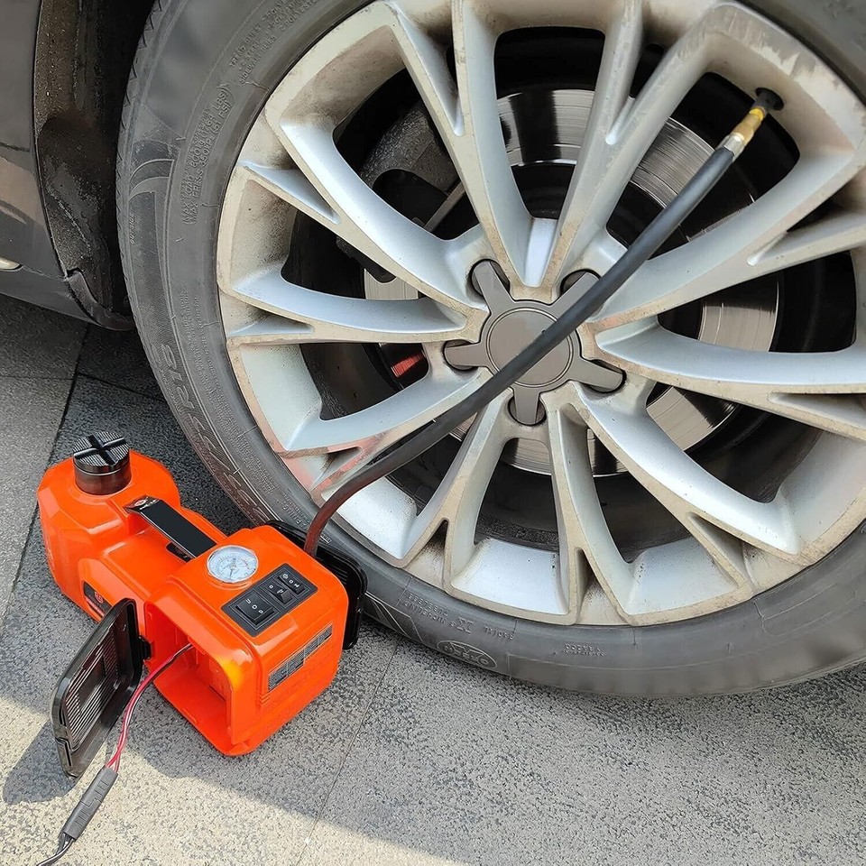 5 Ton 12V Electric Car Jack w/Tire Inflator Pump Hydraulic Car Floor ...