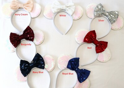 White Minnie Ears, White Mickey Mouse Ears, White Disney Ears HANDMADE ...
