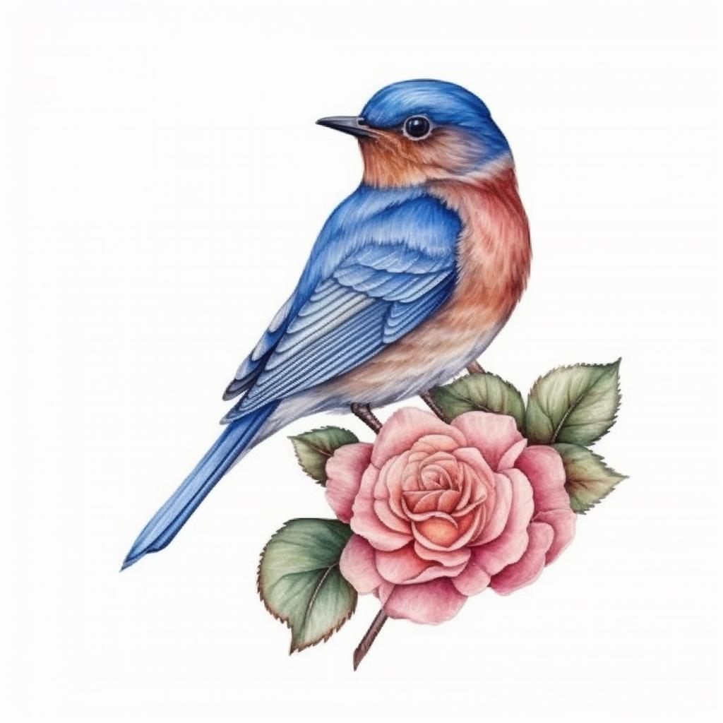 New York Eastern Bluebird bird Rose flower Vinyl Decal Sticker for Car ...