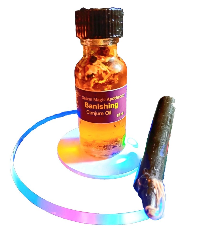 Banishing Oil W/ Black Candle, Wicca, Pagan, Voodoo, Hoodoo herb and ...
