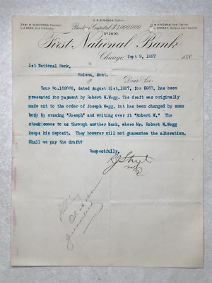 First National Bank Chicago 1887 1st Vintage Letterhead MBE172 | eBay
