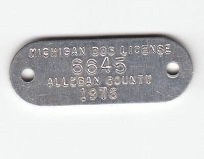 1976 ALLEGAN COUNTY MICHIGAN DOG LICENSE TAG #6645 | eBay