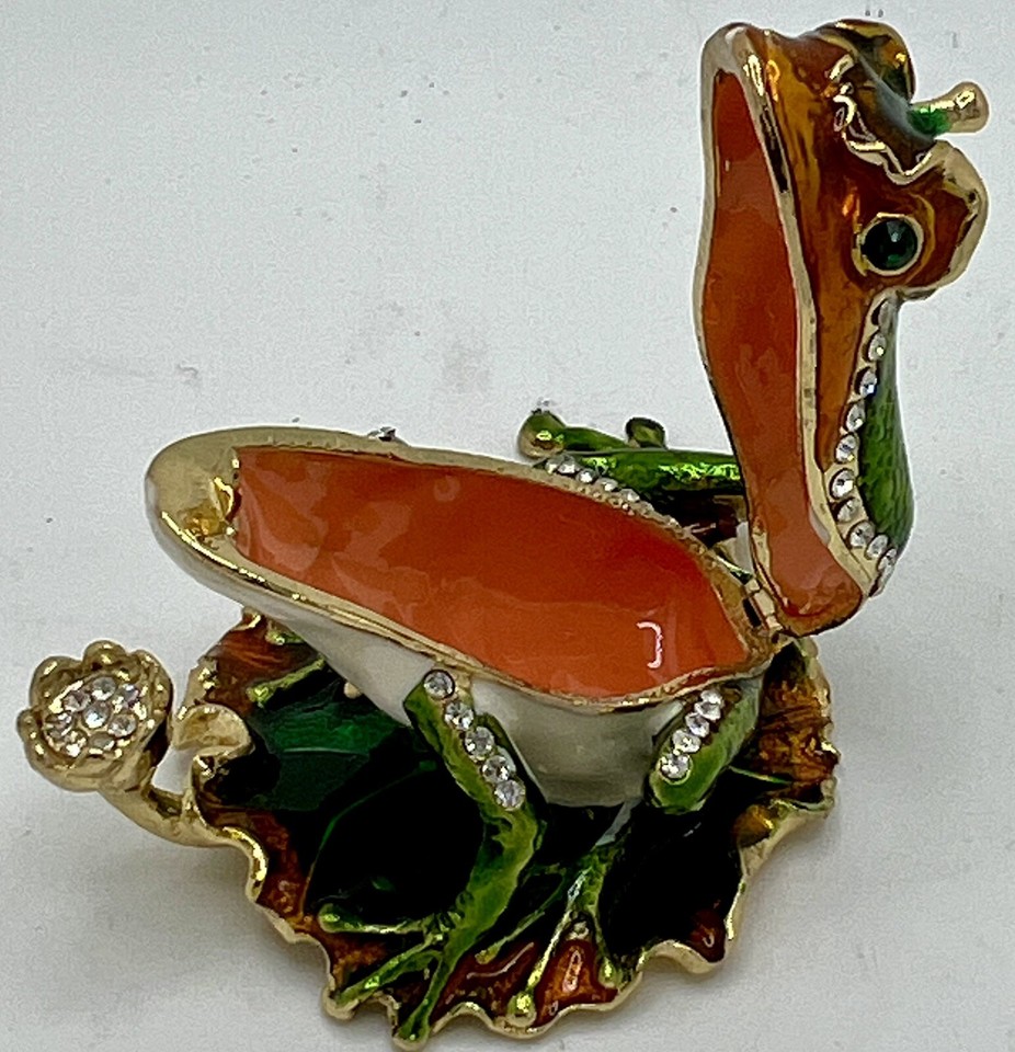 King Frog Jeweled Crystal Trinket Box design Green Enamel | eBay