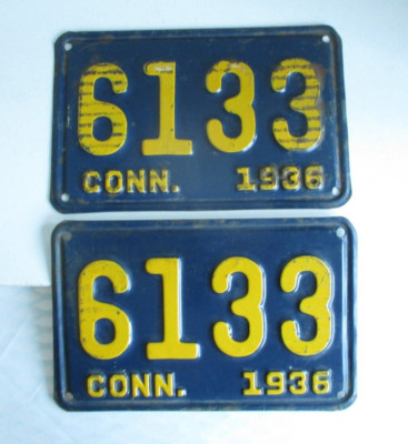 1936 Connecticut License plate 6133 pair | eBay
