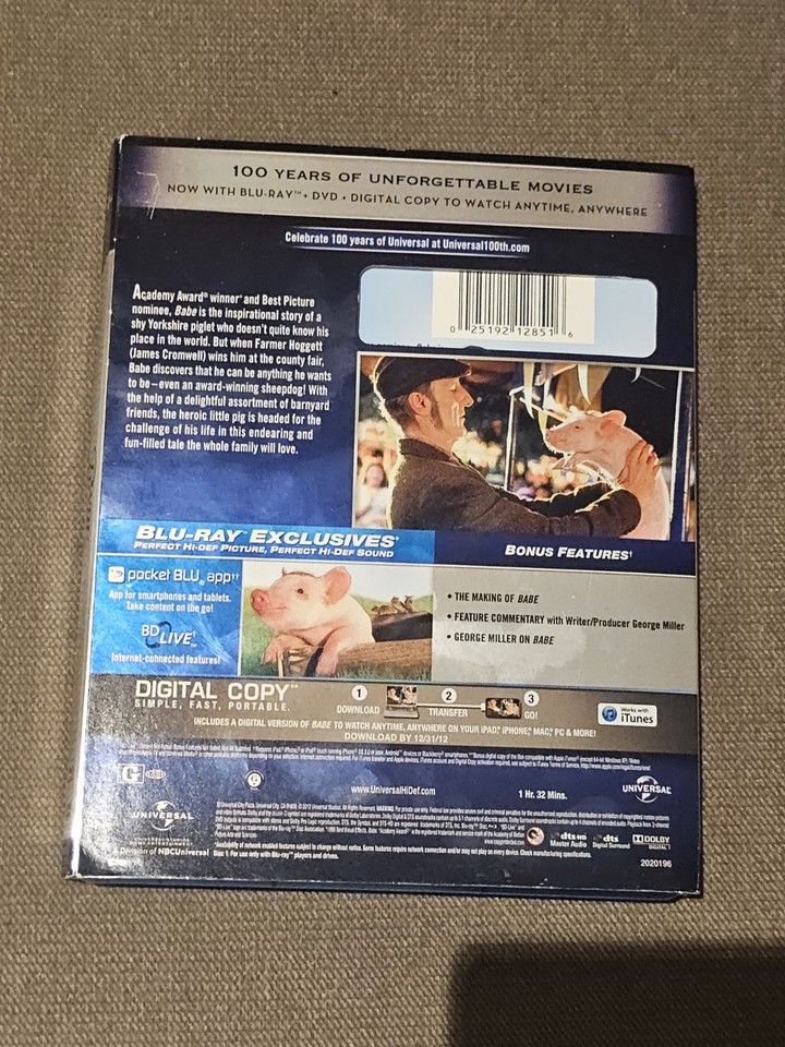 Babe Blu-ray & Special DVD Universal 100th Anniversary Edition James ...