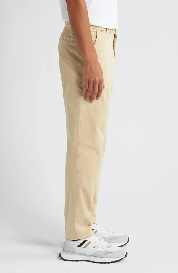NWT Boss Kane Cotton Light Beige Tan Tapered Fit Chino Pants Size 34 ...