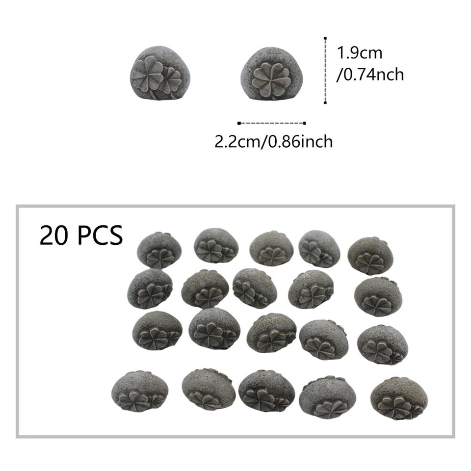 20Pcs Potted Plant Stones Four Leaf Clover for Fish Tank Crafting ...