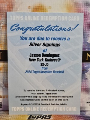 2024 Topps Inception Jasson Dominguez RC Silver Signings Auto /99 ...