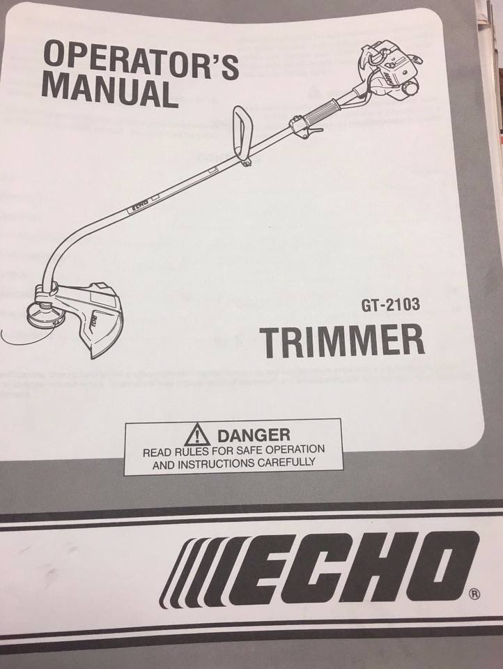 ECHO OPERATOR'S MANUAL GT-2103 TRIMMER | eBay