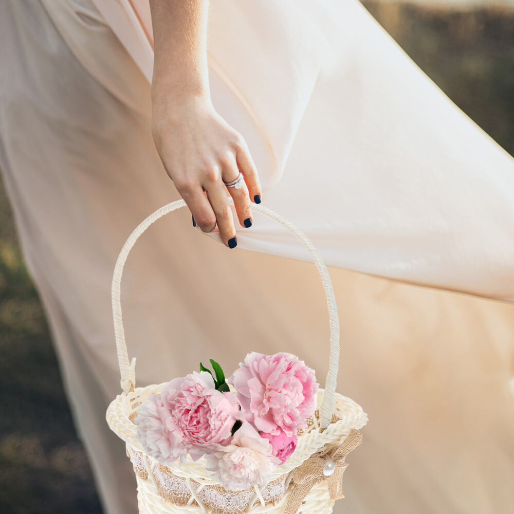 Country Rustic Flower Girl Basket - Handmade Wedding Decor | eBay