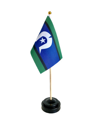 3PCS 21x14cm Torres Strait Flag Australia TSI Table Flag Wooden Stick ...