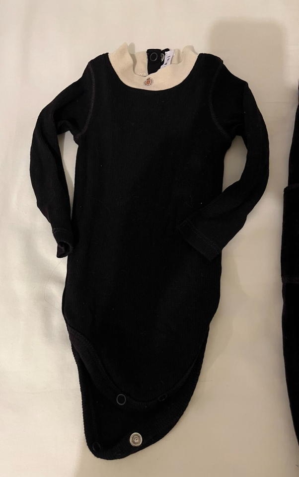 Little Parni Baby Velour Plum Overall + Logo Turtleneck Set size 12 ...