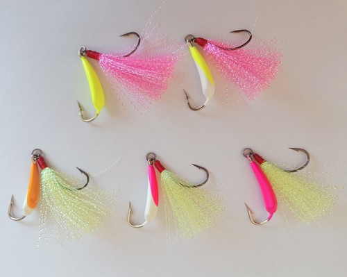 5Pack Fishing Pompano Jig with Flash Teaser Hooks Surf Fishing Jigs 1/4 ...