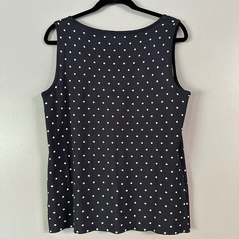 ST. JOHN COLLECTION BLACK AND WHITE POLKA DOT SWEATER TANK MEDIUM | eBay