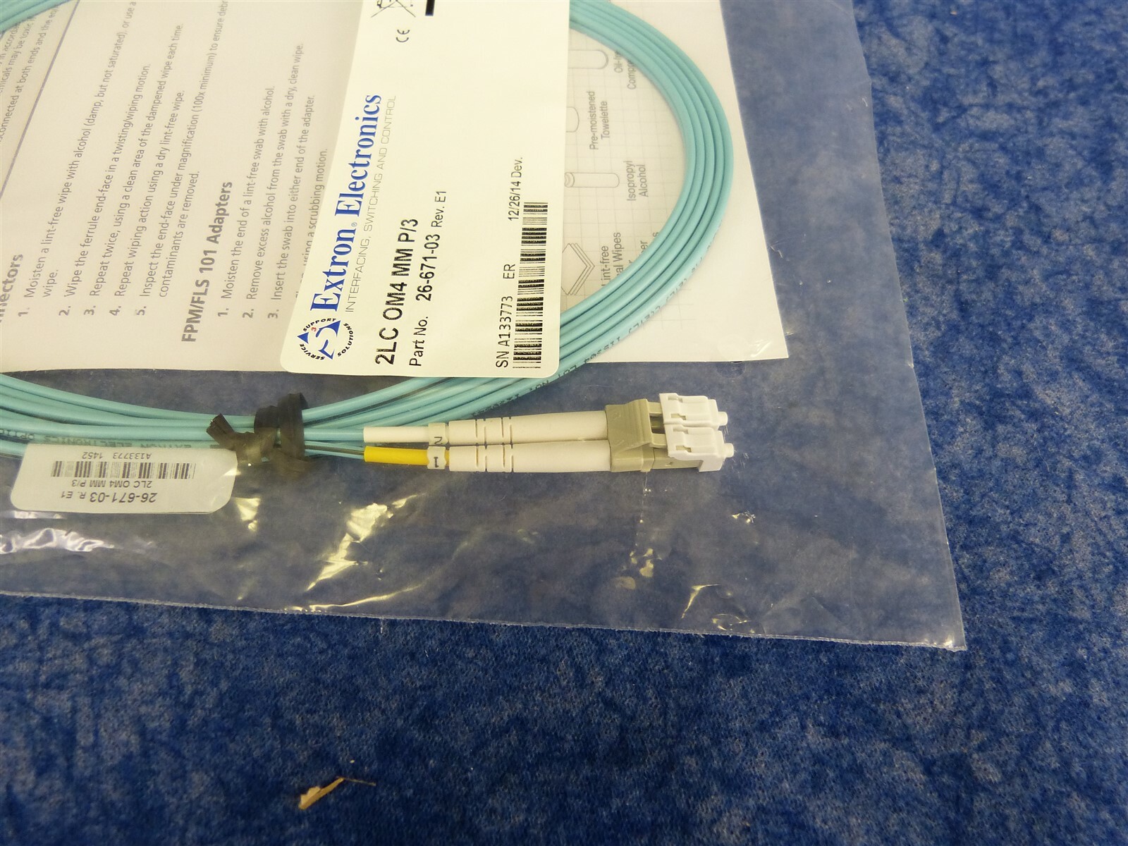 NEW! Extron 2LC OM4 MM P/3 / 26-671-03 / 3m LC to LC Multimode Fiber ...