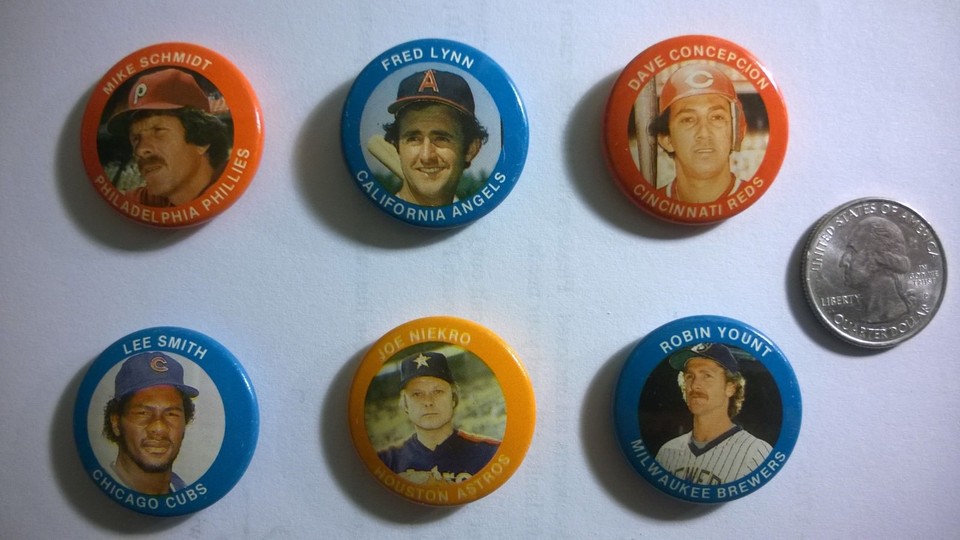 Vintage 1984 FUN FOODS BASEBALL BUTTON PINS - SET OF 6 | eBay