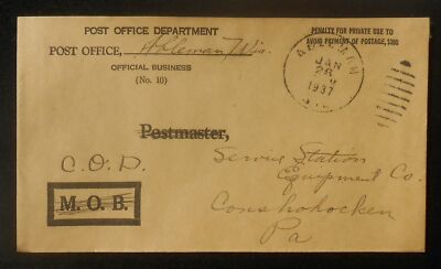 1937 POSTAL HISTORY RARE POSTMARK Post Office C. O. D. Rock Springs ...