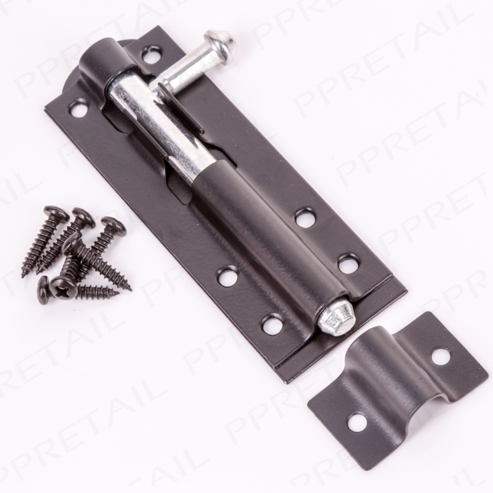 SLIDE BOLT CATCH Heavy Duty Short 4" Black Tower Garden Shed Gate Latch ...