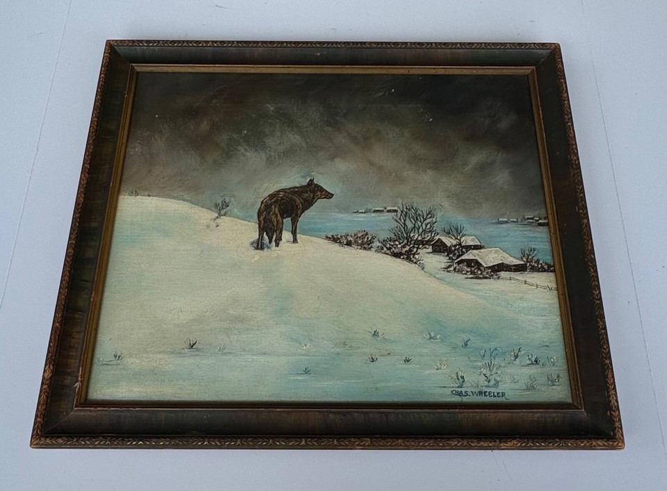 Vintage WPA Era 1930s Reproduction Painting Lone Wolf, Chas Wheeler ...