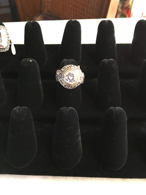 Ring-Size- 7-Silver and Gold Colored with Clear Cubic Zirconium | eBay