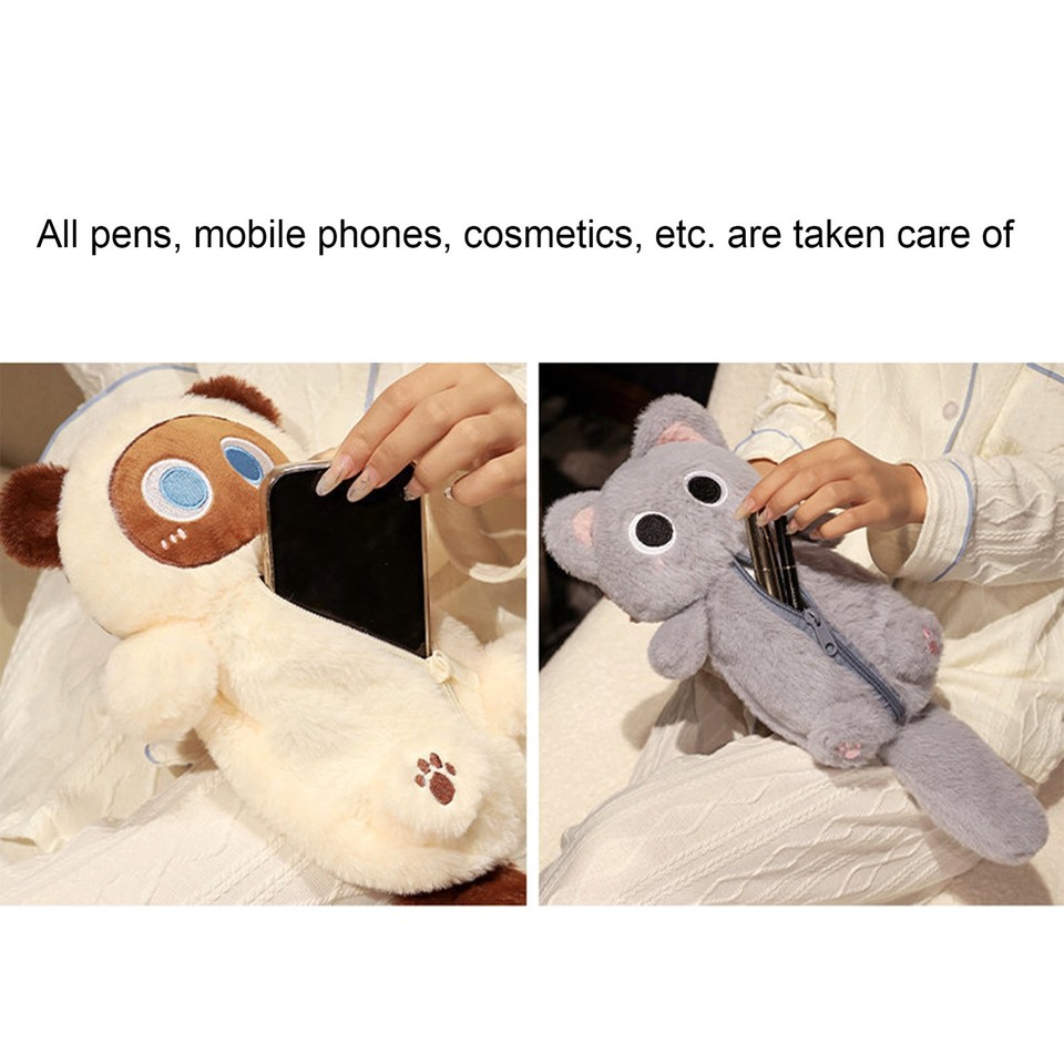 1pc Plush Animal Pencil Case Or Paper Set Plush Cartoon Animal Pouch ...