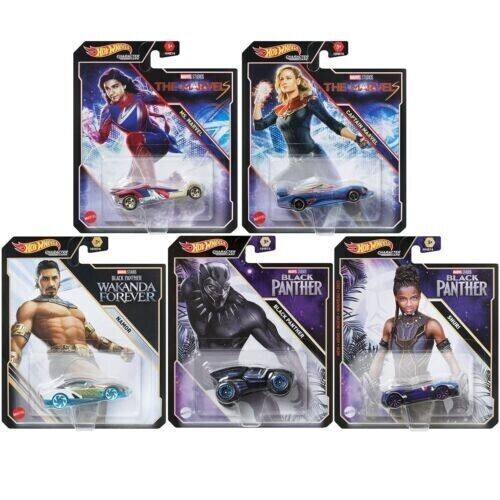 2023 Hot Wheels Marvel Super Hero Character 5 Car Set 1:64 Diecast Car ...