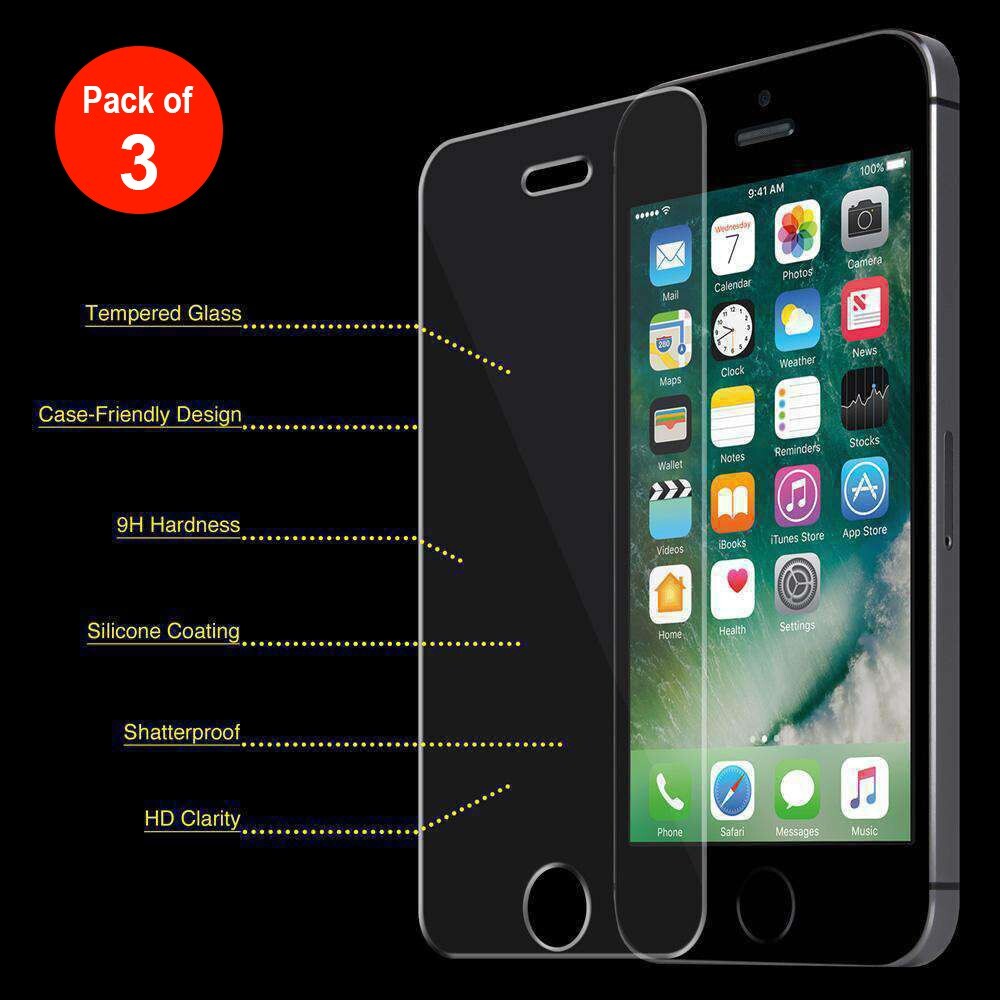 3x HIGH QUALITY PREMIUM TEMPERED GLASS SCREEN PROTECTOR FOR IPHONE SE ...