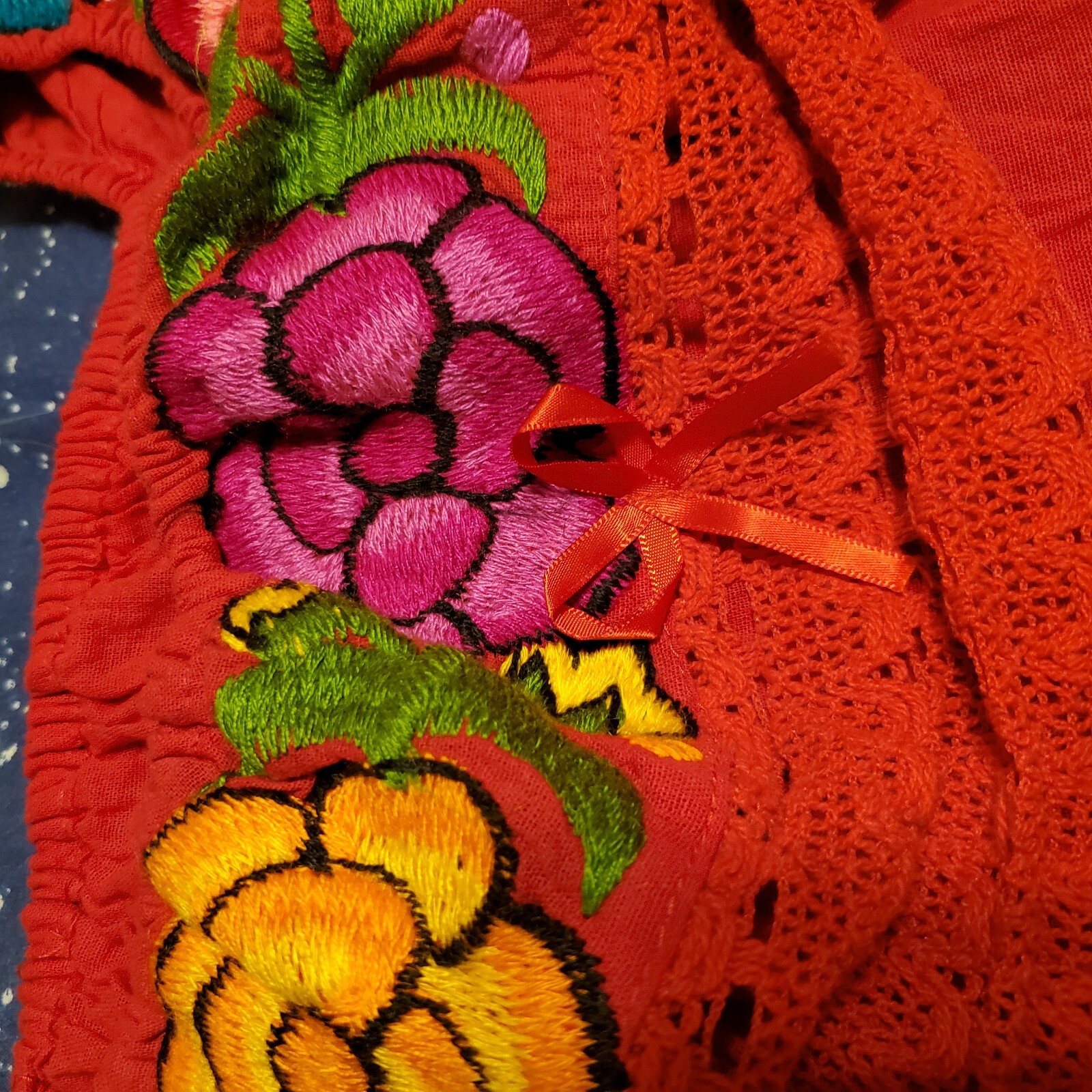 Embroidered Red Mexican Top Floral Mexican wedding ru… - Gem