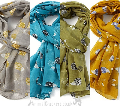 Lightweight Hedgehog Scarf Sarong Blue Grey Green Hog lover gift ...
