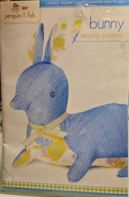 Penguin & Fish Homemade Plush Bunny Sewing Pattern 12x8x4 Stuffed ...