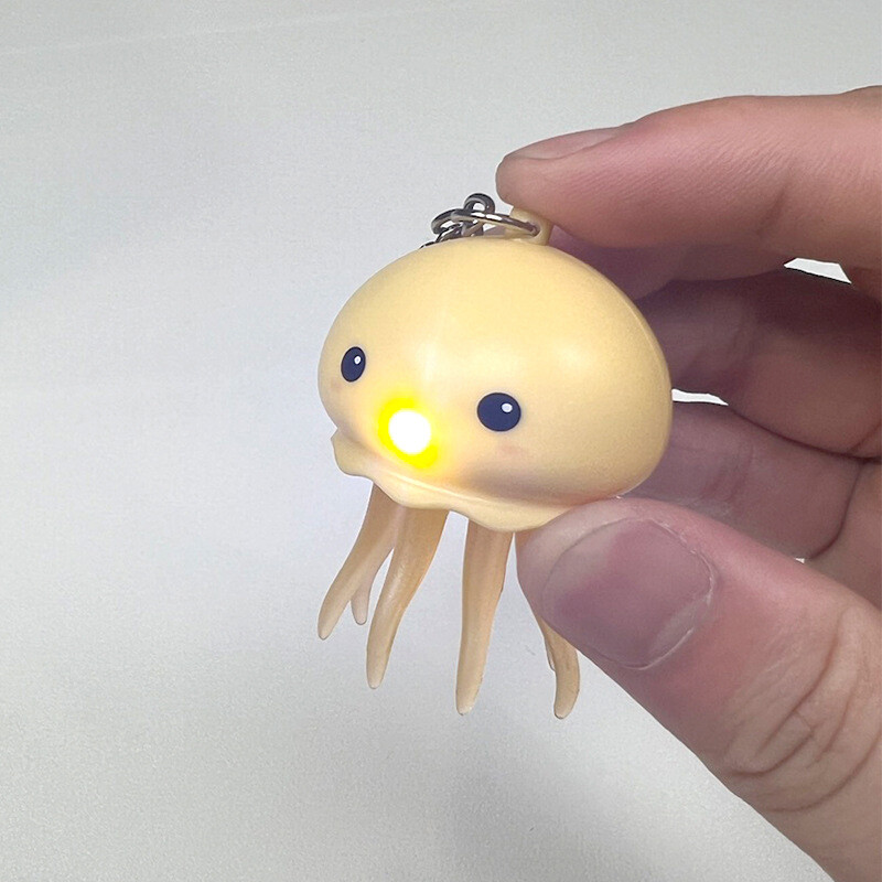 Colorful Jellyfish LED Keychain Cute Luminous Octopus Keyring Vocal ...
