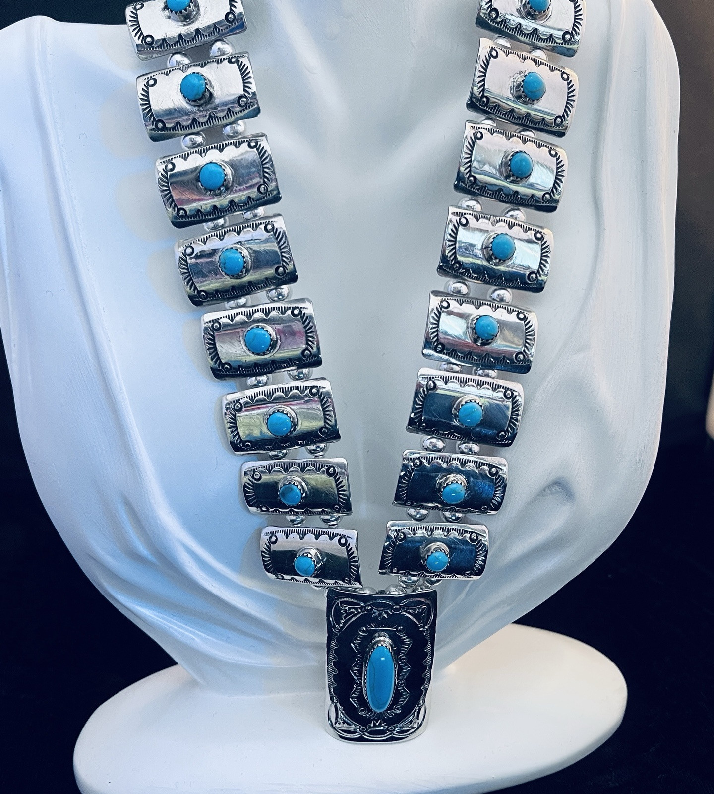 Navajo Turquoise Squash Blossom Necklace #207 SignedのeBay公認海外通販｜セカイモン