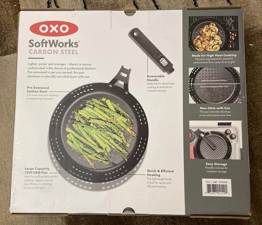 OXO Softworks 1774590 Carbon Steel 12IN BBQ Pan+ Removable Handle ...