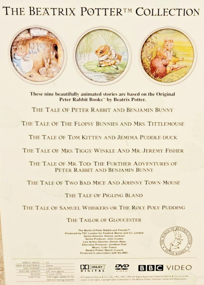 The Beatrix Potter Collection DVD 3 Disc Set *BRAND NEW* BBC Video U.S ...