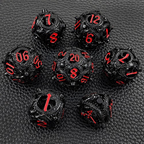 Dragon Hollow Polyhedral Dice Set Metal DND D&D Role-playing D4-D20 Red ...