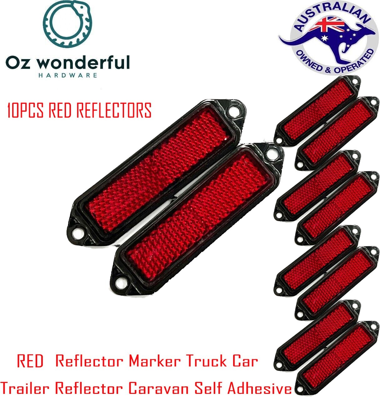 10pc Red Reflector Marker Truck Car Trailer Reflector Caravan Self ...