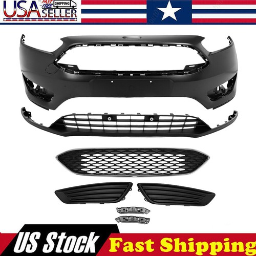 Front Bumper Cover Fascia & Grille Assembly Kit Replace For 2015-2018 ...