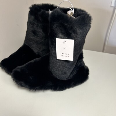 Lauren Conrad Tipped Faux Fur Tall Boot Slippers Black XL Size 9/10 | eBay