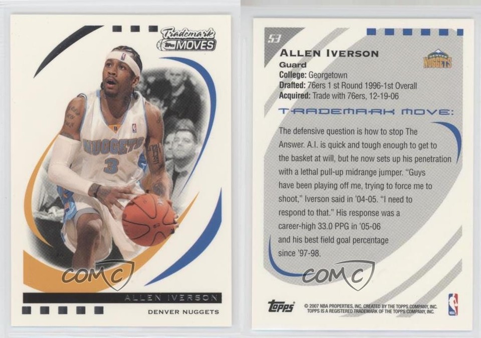 2006-07 Topps Trademark Moves Allen Iverson #53 HOF g2x | eBay