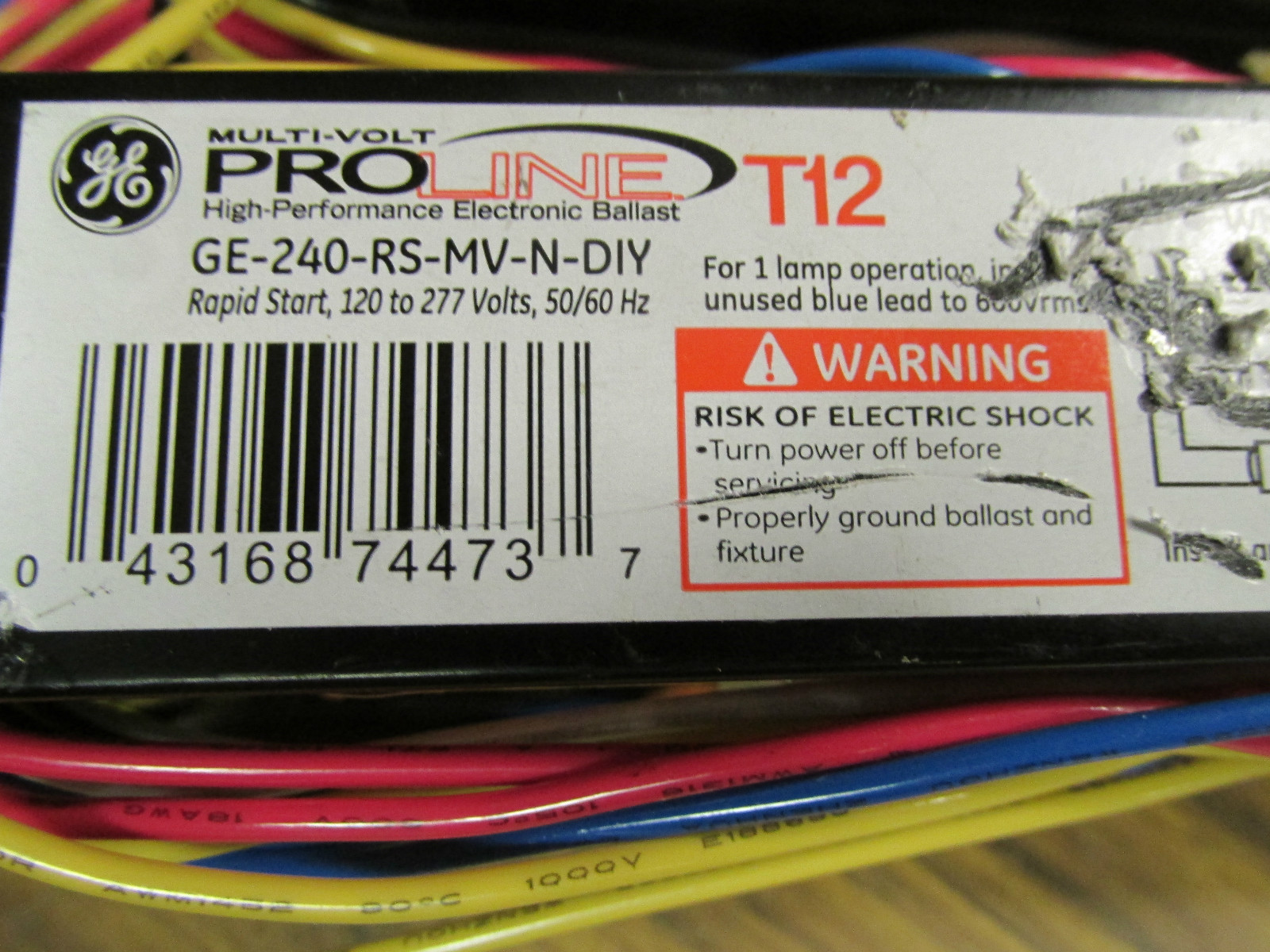 * GE PROLINE T12 2N 120-277V. BALLAST GE-240-RS-MV-N--DIY ...