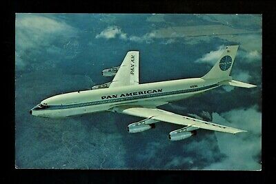 Aviation airplane chrome postcard Pan Am Airline Boeing 707 Clipper ...