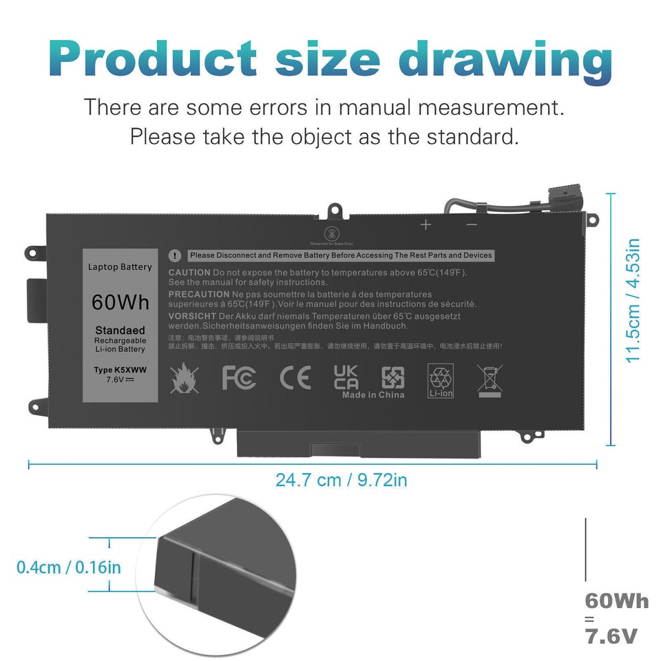 71TG4 K5XWW Battery for Dell Latitude 7389 7390 L3180 5285 5289 2 in 1 ...