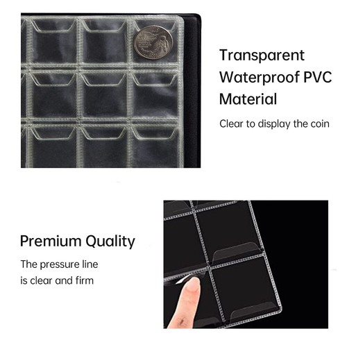 Transparent PVC Coin Holder Book 240 Pockets for 25mm Coins Organizer ...